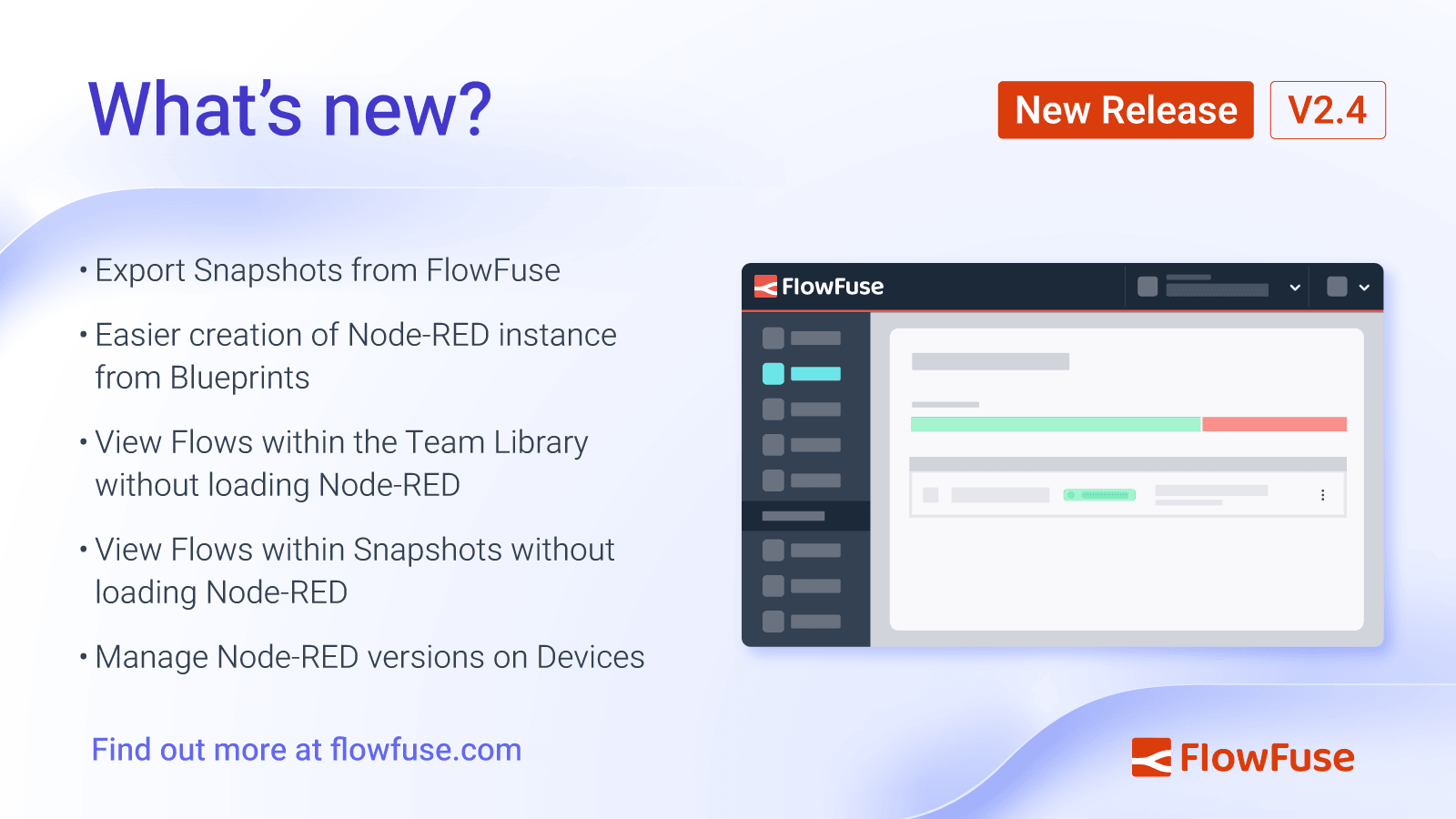 FlowFuse 2.4: making it easier to work with Snapshots, Blueprints & Devices • FlowFuse