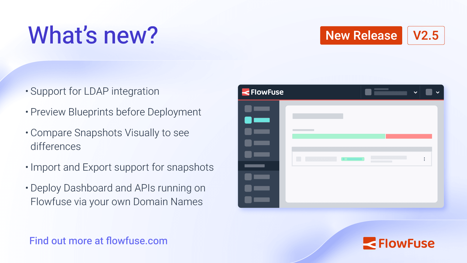 FlowFuse 2.5: New features to visualize snapshots, LDAP integration, and more • FlowFuse