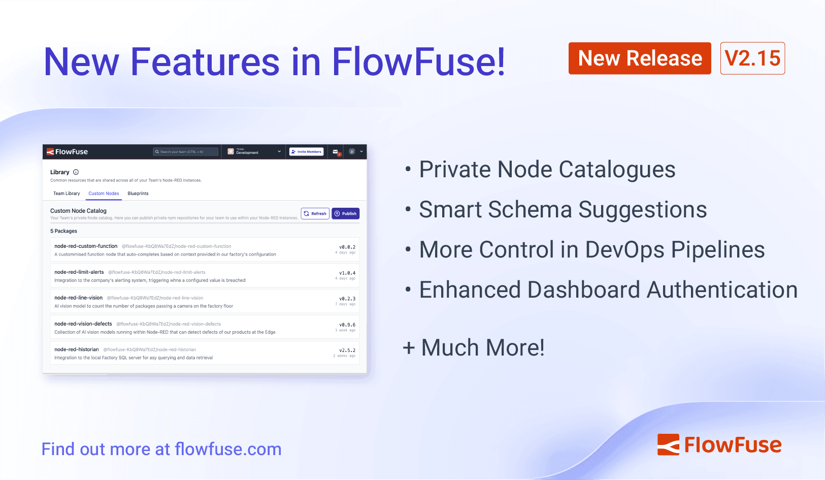 FlowFuse 2.15: Personal Node Collections, Smart Schema Suggestions and more control in DevOps ...